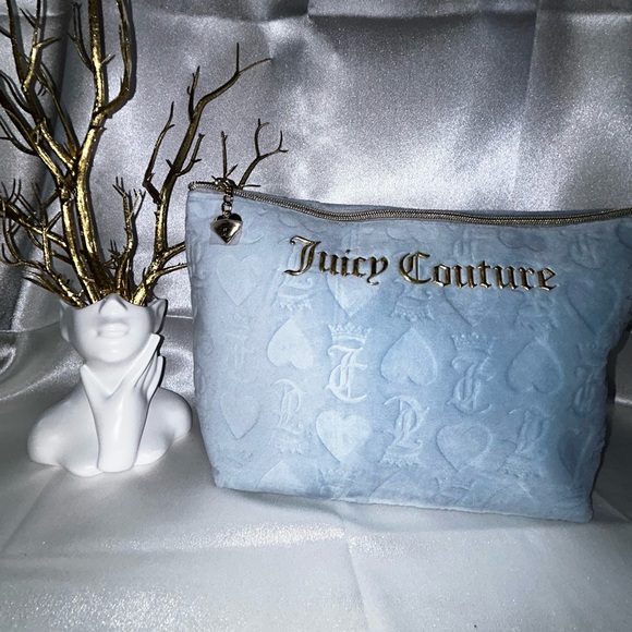 Juicy Couture | Bags | Juicy Couture Blue Cosmetic Bag Velour Finish ...
